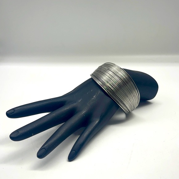 Jewelry | Fun Metallic Wide Cuff Slinky Silver Bracelet | Poshmark